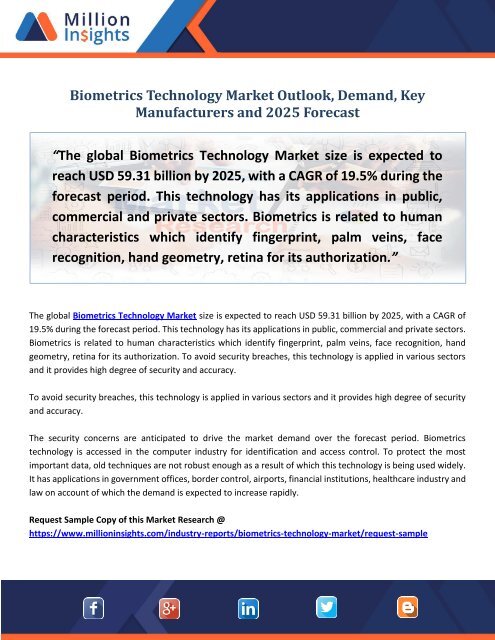 Biometrics Technology Market Outlook, Demand, Key Manufacturers and ...