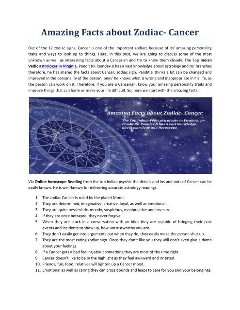 Cancer Zodiac Facts