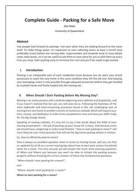 Complete Guide Packing for a Safe Move