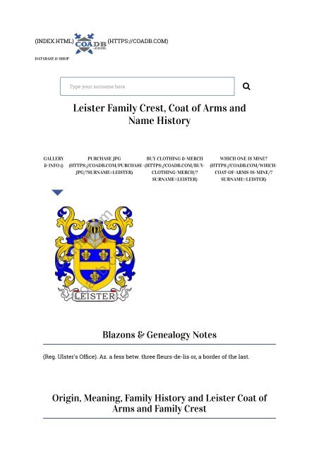 Leister Family Crest