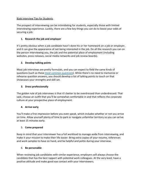 Job Interview Tips For Students job-interview-tips-for-students