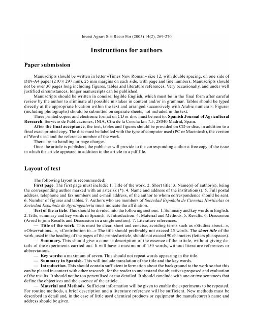 Instructions for authors - Inia