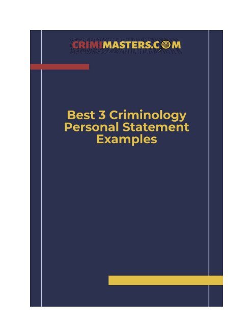 Best 3 Criminology Personal Statement Examples