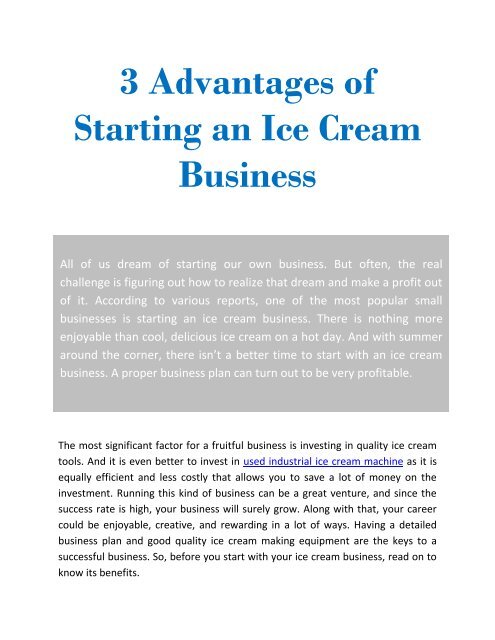 3 Advantages of Starting an Ice Cream Business