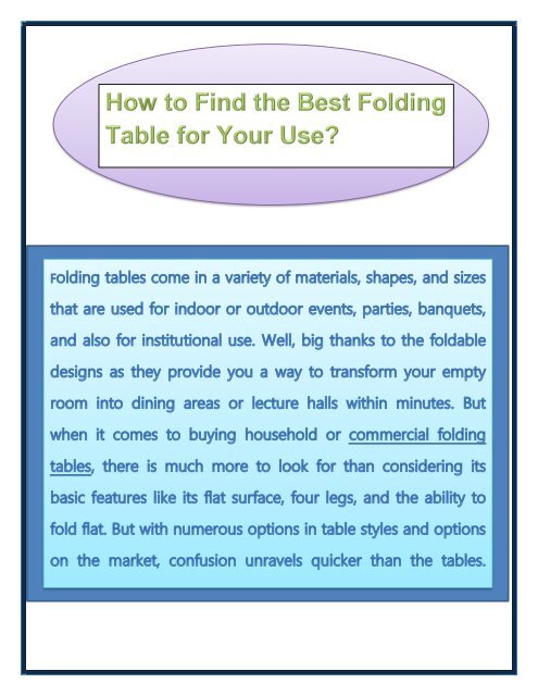 How to Find the Best Folding Table for Your Use?