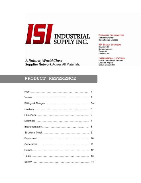 ISI Supply Brochure (Catalogo de Productos)