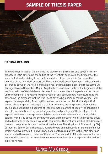 Sample of Thesis Paper