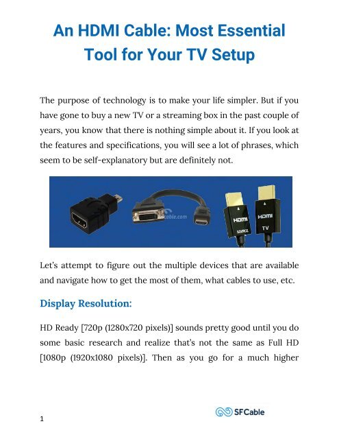 An HDMI Cable - Most Essential Tool for Your TV Setup