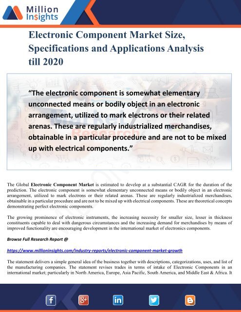 Electronic Component Market Size, Specifications and Applications ...
