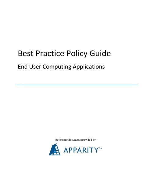 Apparity Best Practice Policy Guideend User Comupting Applications