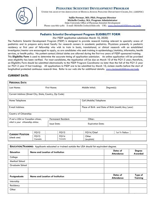 2020 PSDP Eligibility Form
