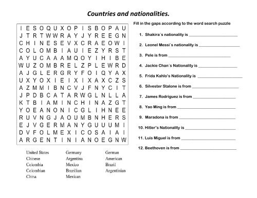5to Básico - Countries and Nationalities