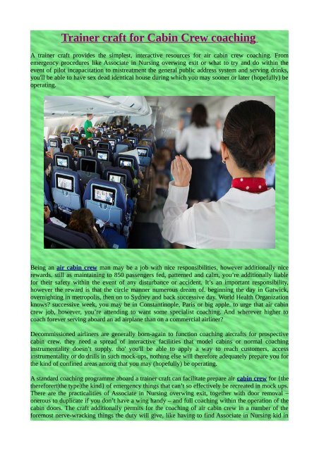 Trainer craft for Cabin Crew coaching