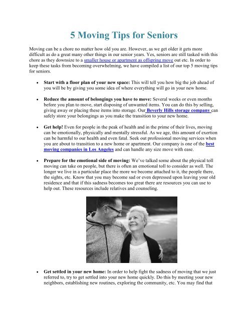 5 Moving Tips for Seniors