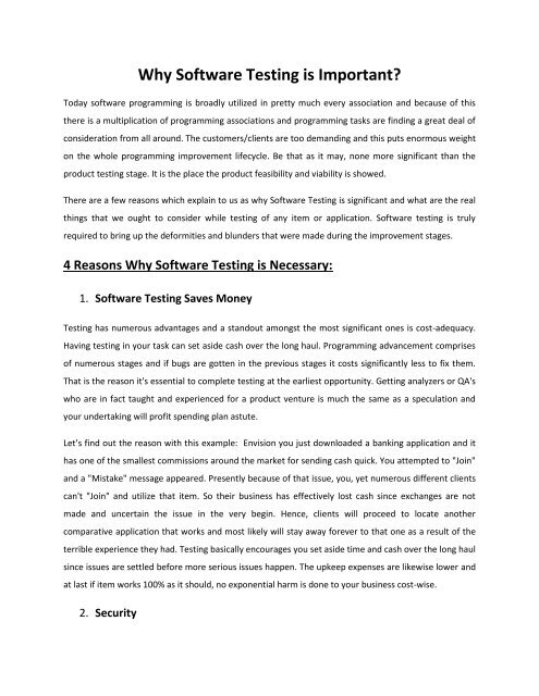 Why Software Testing is Important