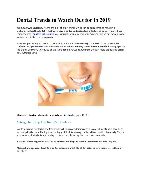 Dental Trends to Watch Out for in 2019