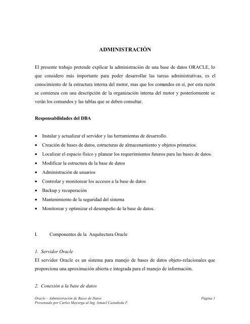 Administracion BBDD Oracle