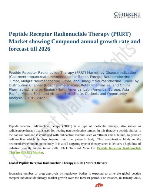 Peptide Receptor Radionuclide Therapy (PRRT) Market showing Compound ...