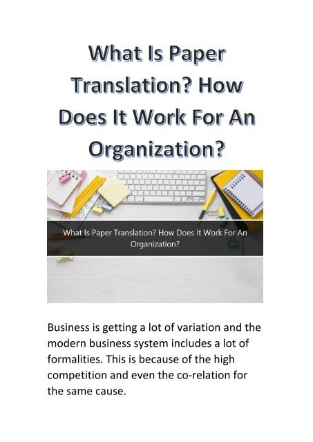 What Is Paper Translation How Does It Work For An Organization