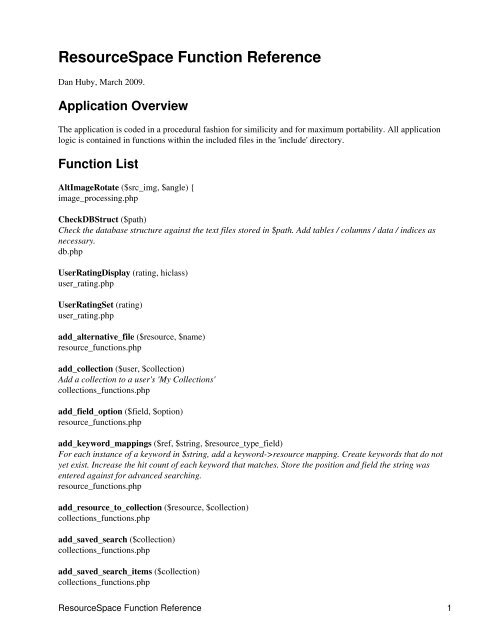 ResourceSpace Function Reference