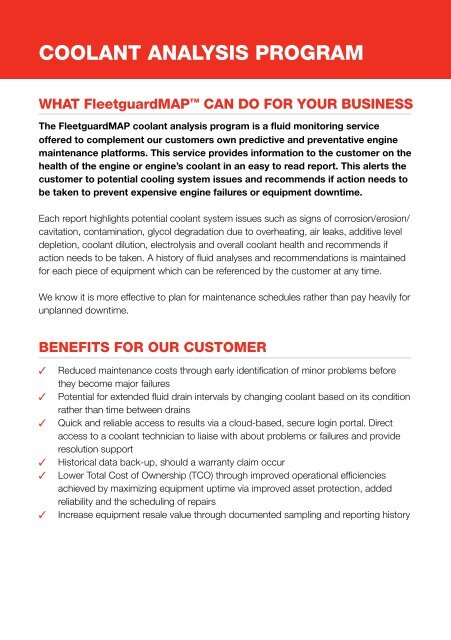 COOLANT ANALYSIS PROGRAM