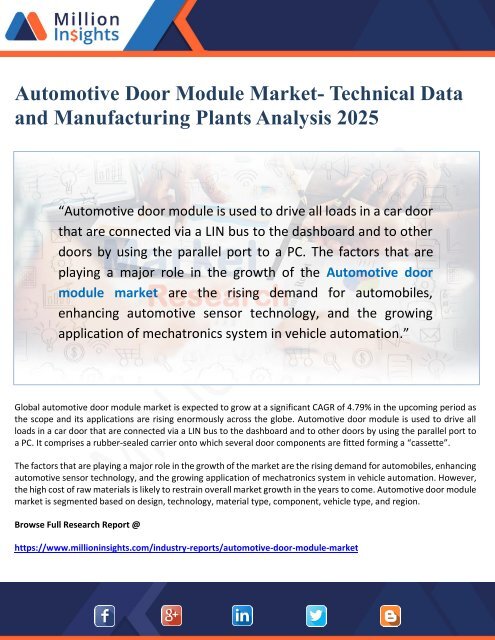 Automotive Door Module Market Analysis 2025