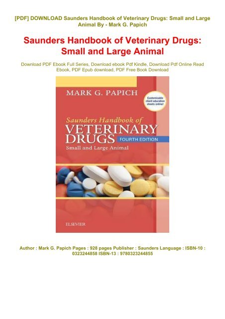 p.d.f download *Saunders Handbook of Veterinary Drugs: Small and Large ...