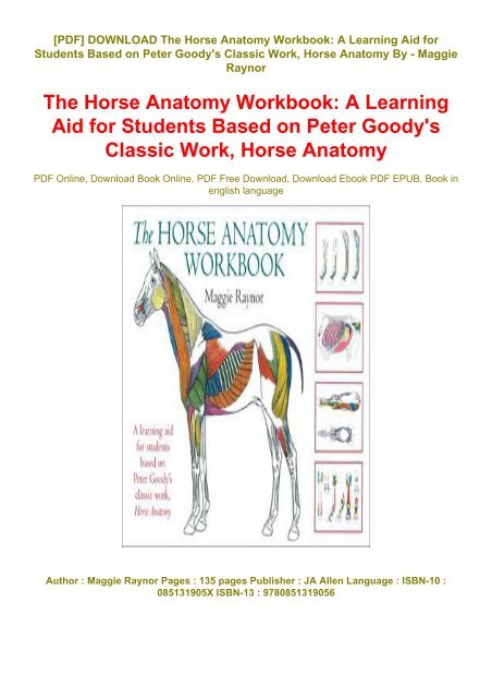 Free P.d.f *The Horse Anatomy Workbook: A Learning Aid for Students ...