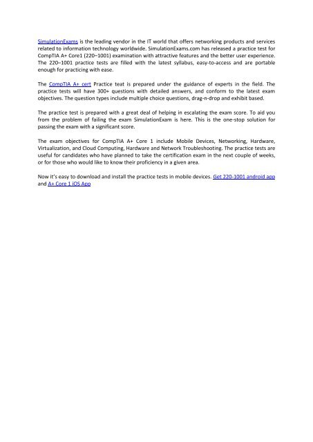 CompTIA A+ 220-1001 Exam Simulator OR Practice Tests