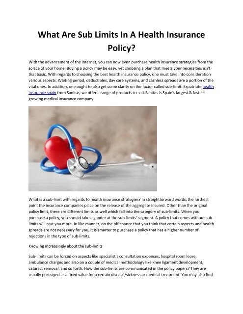 What Are Sub Limits In A Health Insurance Policy