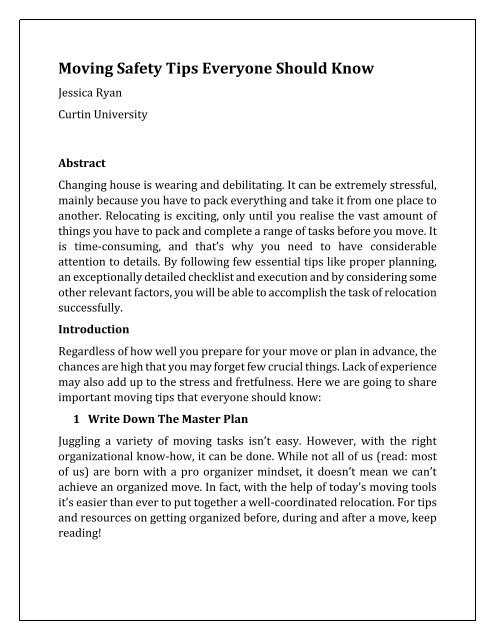 Moving Safety Tips Everyone Should Know