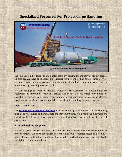 Project cargo handling services