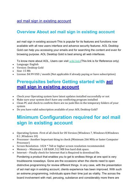 Aol Mail Login Screen