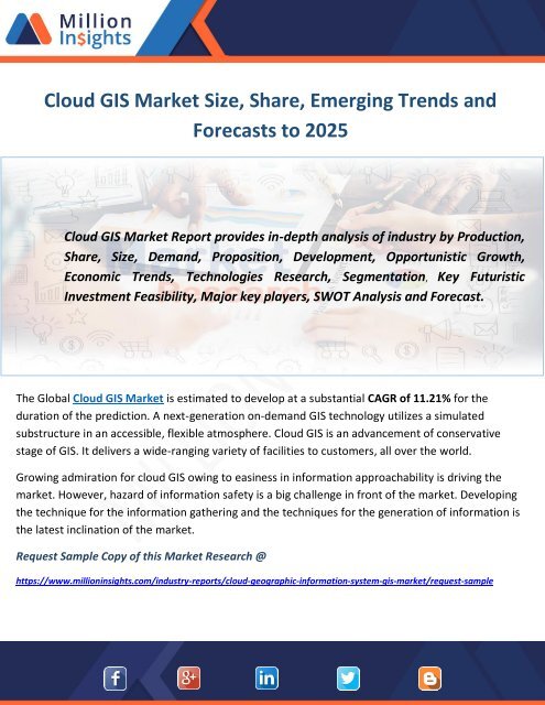 Cloud GIS Market Size, Share, Emerging Trends and Forecasts to 2025