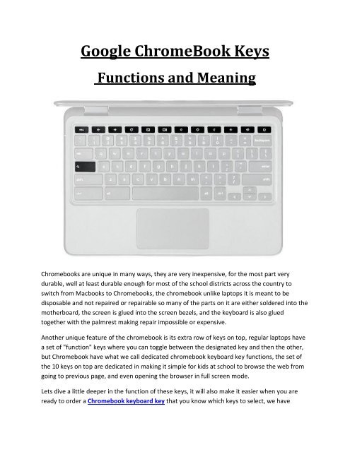 Google ChromeBook Keys - Functions and Meaning