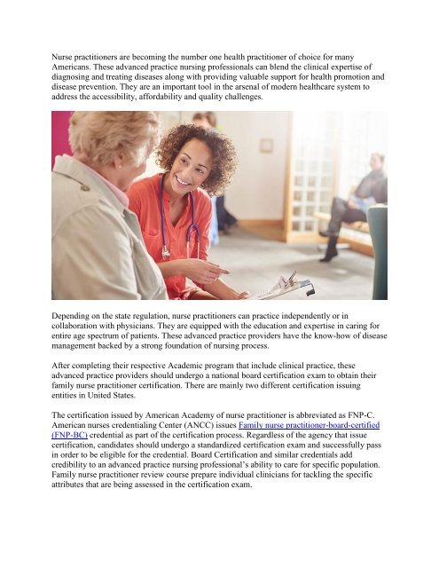 Family Nurse Practitioner License and Certification Information