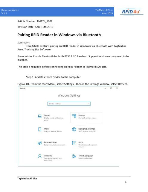 Pairing RFID Reader in Windows via Bluetooth | Asset Tracking Software