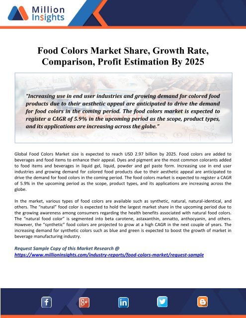 Food Colors Market Share, Growth Rate, Comparison, Profit Estimation By ...