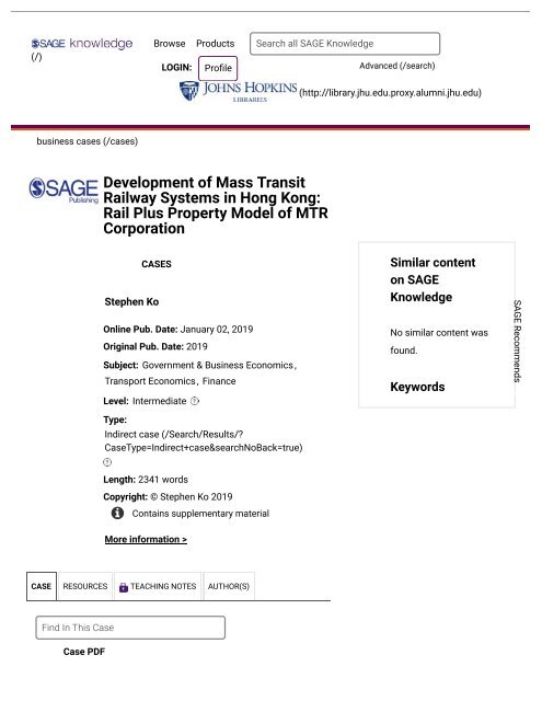 HK MTR Rail + Property Case Study