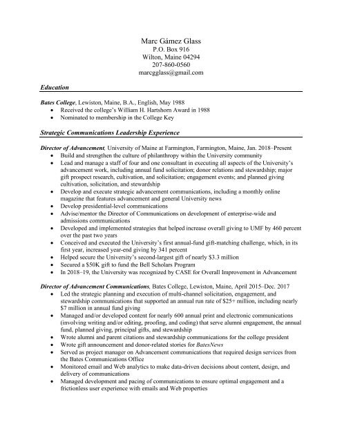 July 2019 Marc Glass Resume