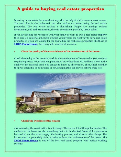 A guide to buying real estate properties