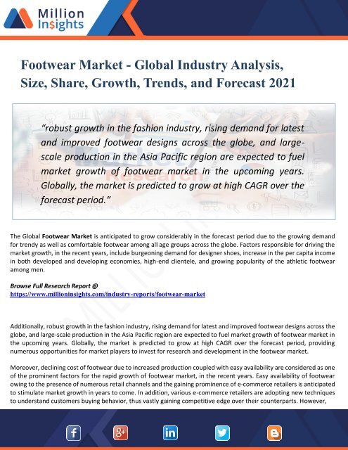 Footwear Market Analysis, Manufacturing Cost Structure, Growth ...