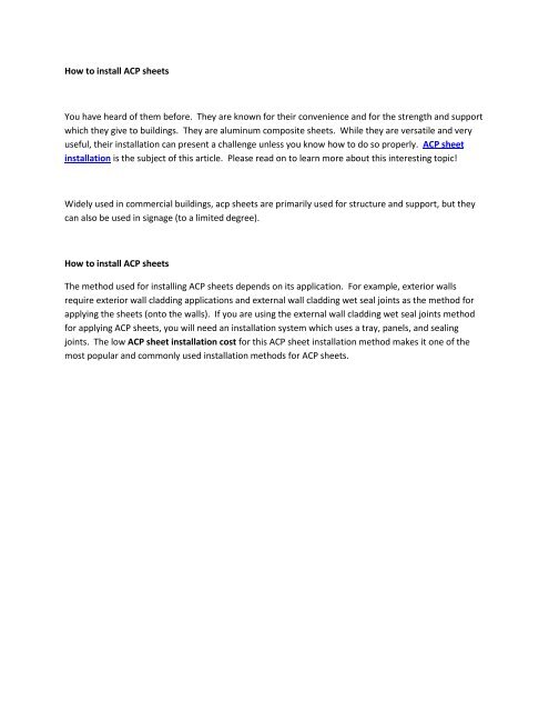 Alutech- How to install acp sheet