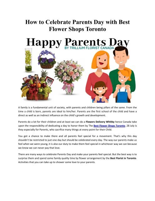 How to Celebrate Parents Day with Best Flower Shops Toronto