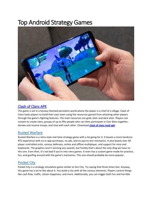 Top Android Strategy Games 1707