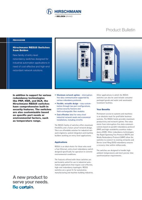 RED25 Redundancy Switch - Product Bulletin ENGLISH_Original_71130