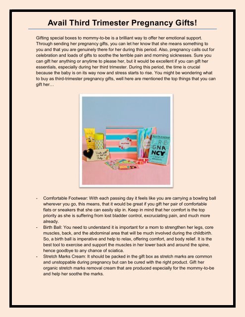 Get Third Trimester Pregnancy Gifts