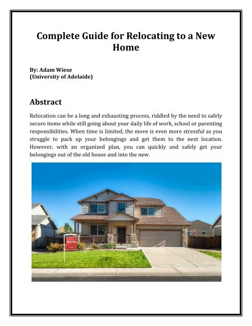 Complete Guide for Relocating to a New Home