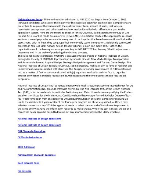 Nid Application Form