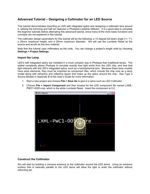Advanced Tutorial – Designing a Collimator for an ... - LTI Optics, LLC